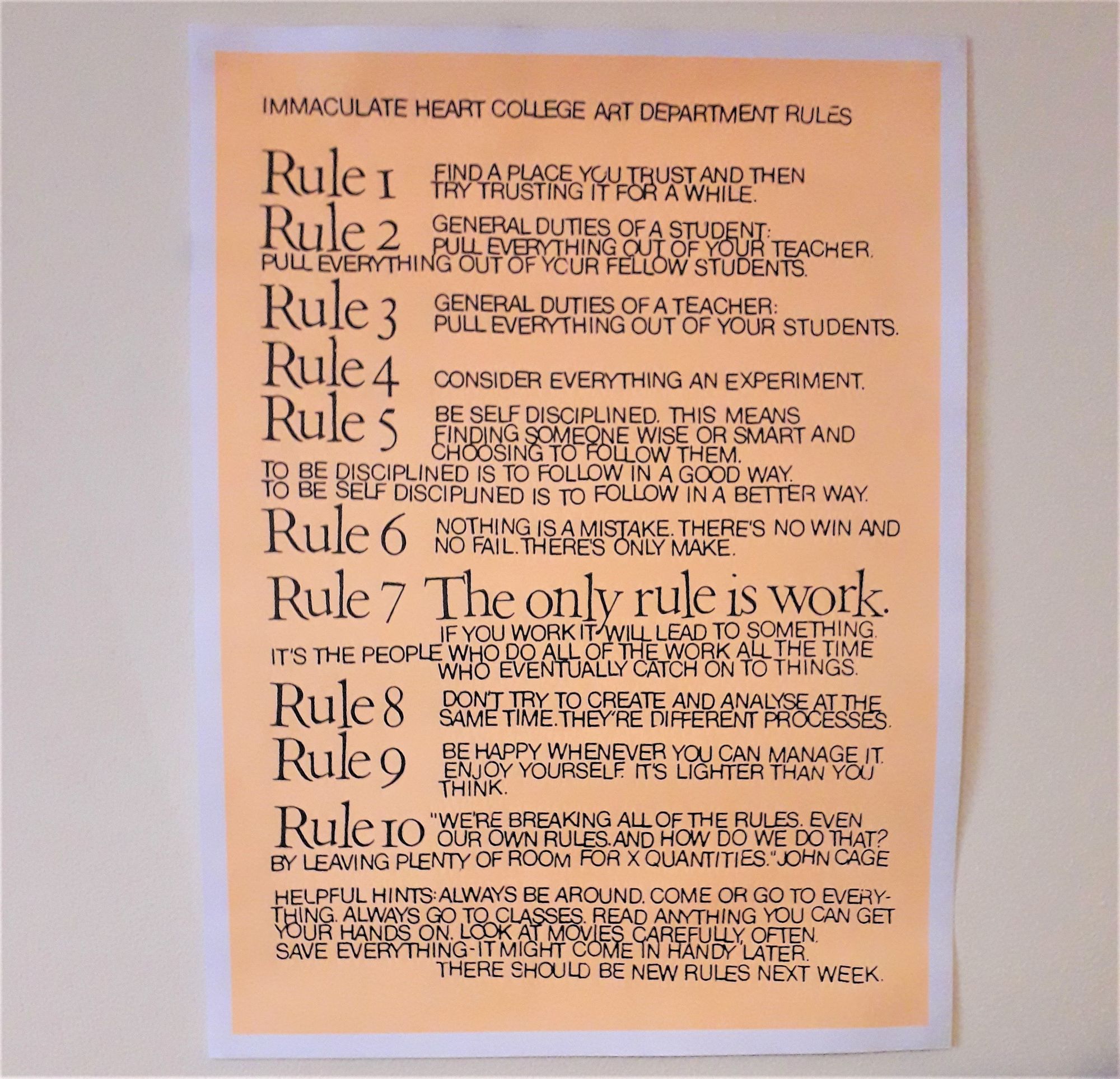 Corita Kent's unruly rules